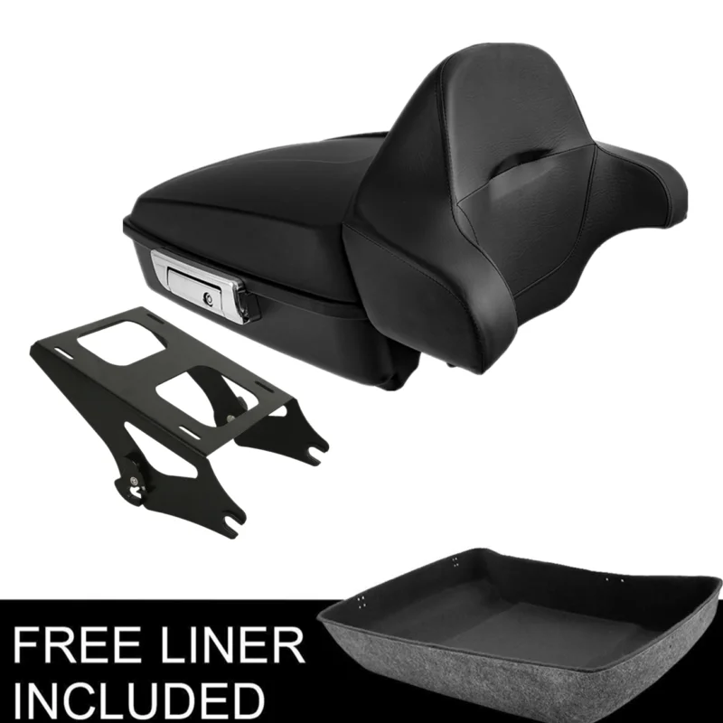 Motorcycle-Matte-Black-Chopped-Pack-Trunk-Backrest-For-Harley-Tour-Pak ...