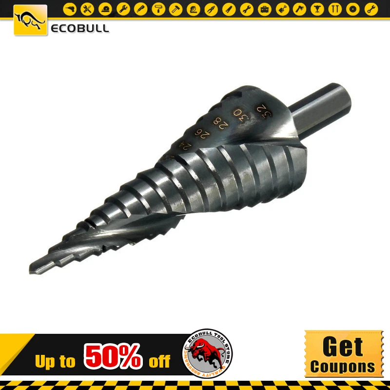 4 32mm Schritt Bohrer 4 32mm Bit HSS Spiral schritt bohrer für stahl ...