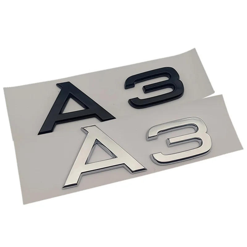 ABS 3d letras cromadas negras para Pegatinas de coche Audi A3 Logo ...