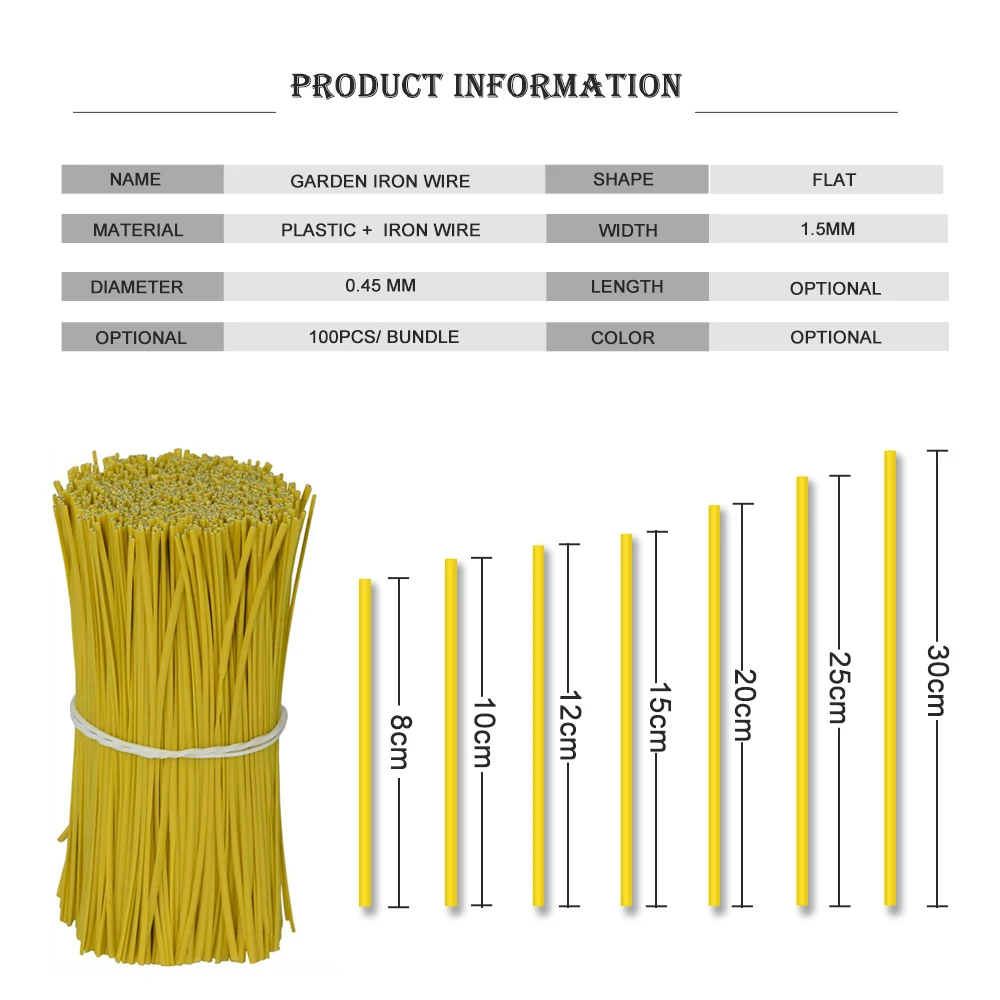 8 cm - 100 attaches de câble de jardinage réutilisables PVC plastique ...