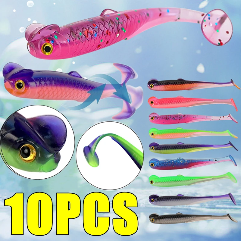 1-10PCS Soft T-tail Lure Rooster Tail T-Soft Lure Lifelike PVC Bionic ...