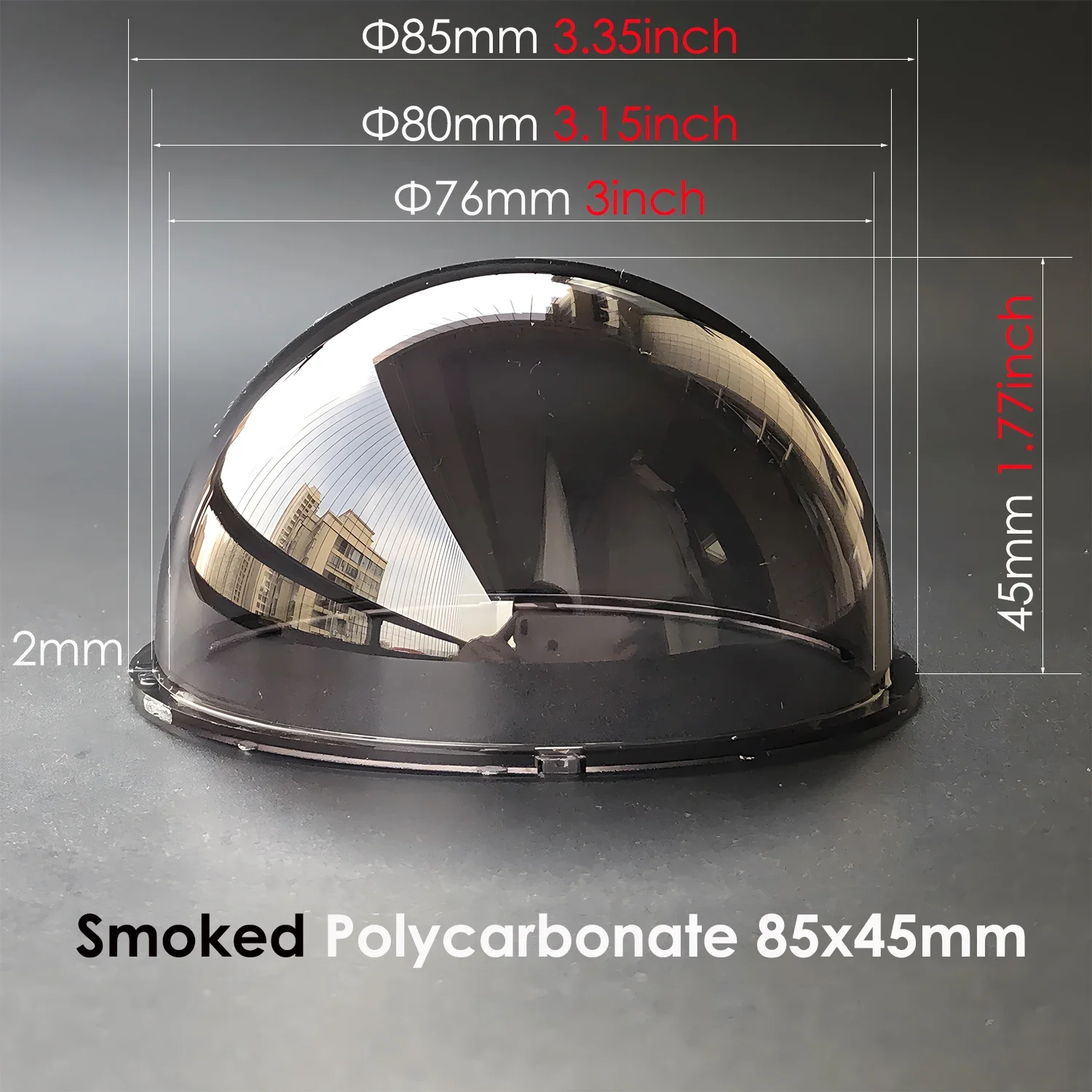 3.35"Dia x 1.77"H 85x45mm 3-Inch Polycarbonate Camera Protective Smoked ...