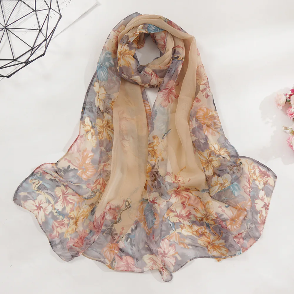 Ladies Thin Silk Scarf Simulation Versatile Gradual Change Sun ...