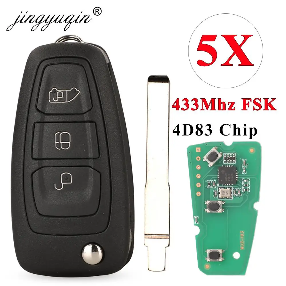 jingyuqin-5pcs-3BTN-Flip-Remote-Key-Fob-433MHZ-FSK-4D83-for-2013-FORD ...