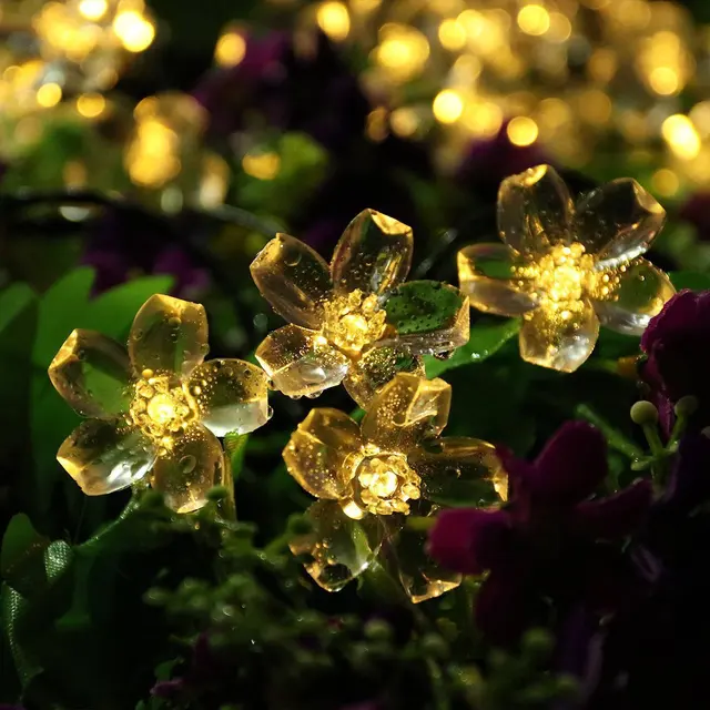 Solar Garden Light Led Flower Lighting Fairy String Lights Outdoor ...