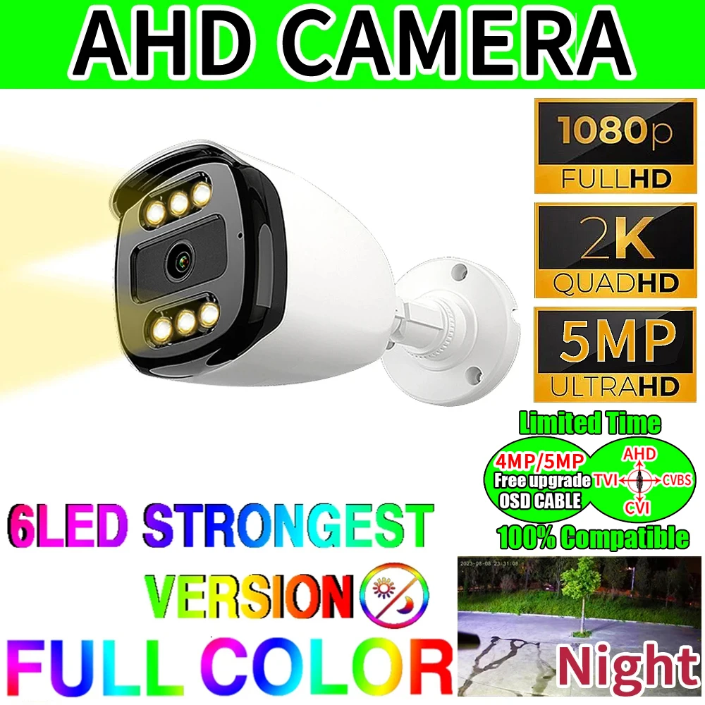 6LED-5MP-24H-Full-Color-Night-Vision-CCTV-Surveillance-AHD-Camera-4MP ...