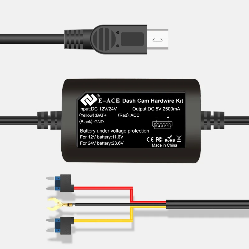 E-ACE-3-5-Meters-Buck-Line-Mini-USB-Car-Charger-Hard-Wire-Hardwire-Kit ...