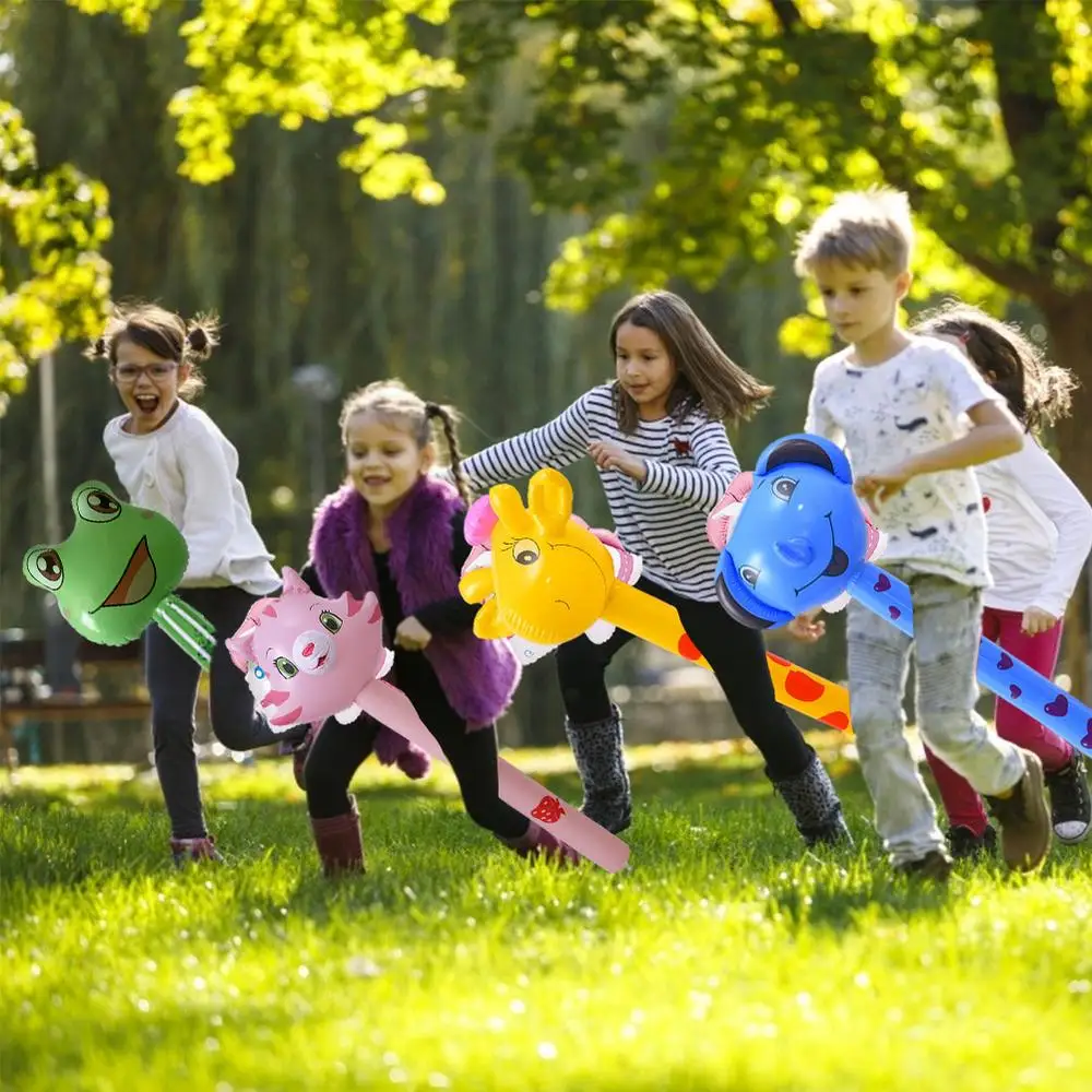 10Pcs Inflatable Animals Stick With Smile Face Inflatable Balloon Toy ...