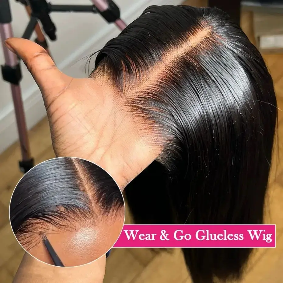 Wear Go Glueless Wig Bone Straight 6x4 5x5 Transparent Lace Closure Ready To Go Wigs Brzailian ...