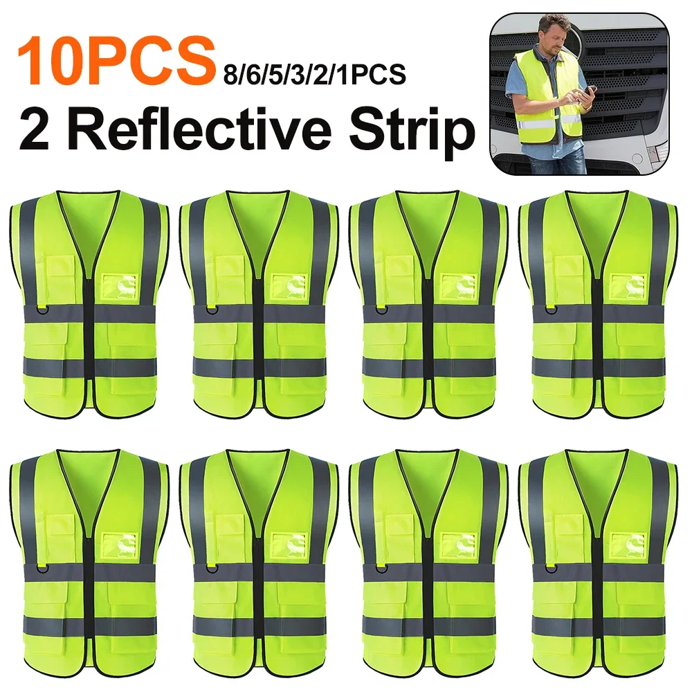 1-10PCS-High-Visibility-JACKET-for-Driver-Workers-Multi-pocket ...