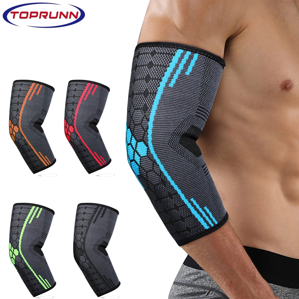 （HOT）1Pair Breathable Elbow Brace Pad Guard Compression Silicone Foam ...