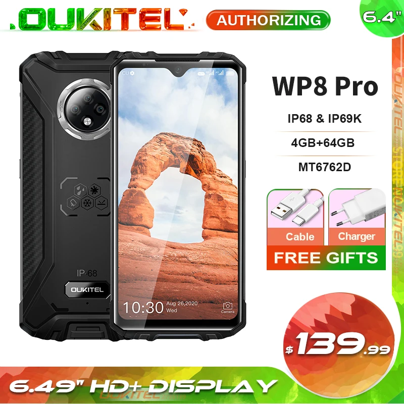 OUKITEL teléfono inteligente WP8 Pro, pantalla HD de 6,49 pulgadas, MT6762D, ocho núcleos ...