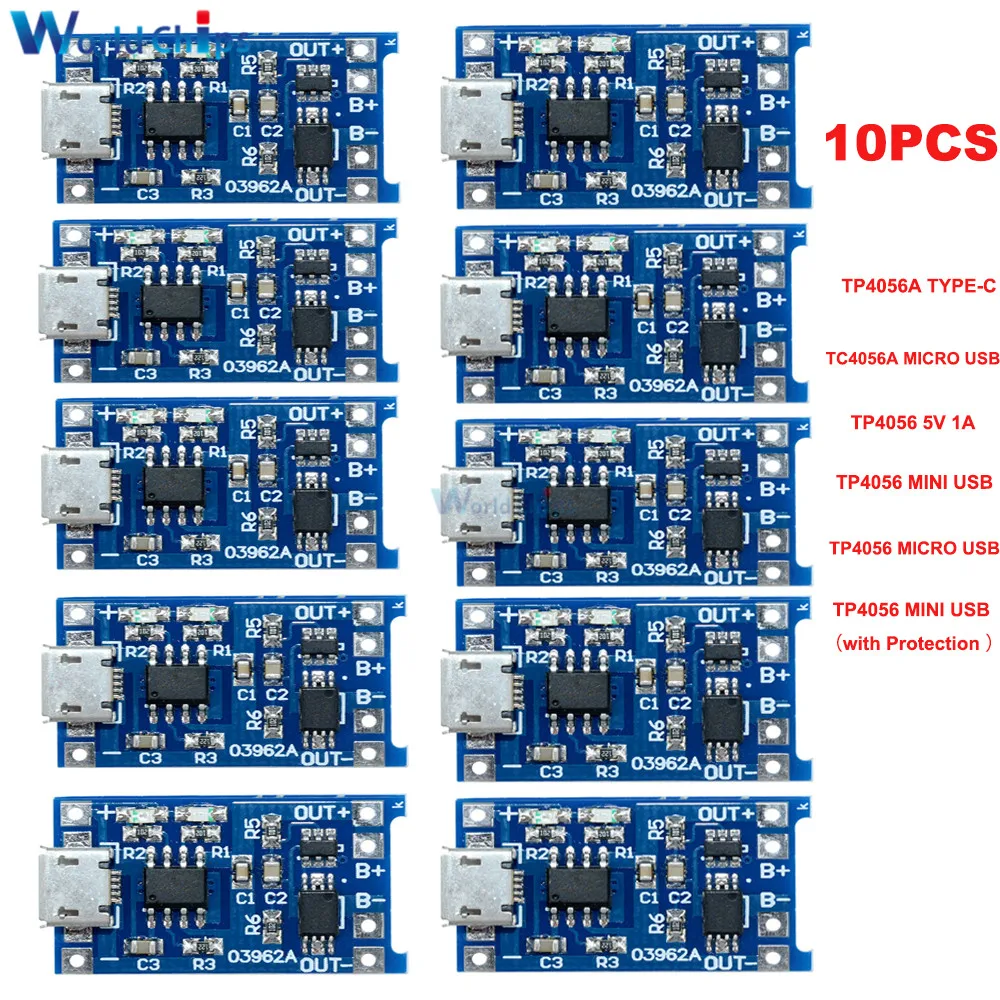 10PCS 5V 1A Micro USB 18650 Type-c Mini Lithium Battery Charging Board Charger Module Protection ...