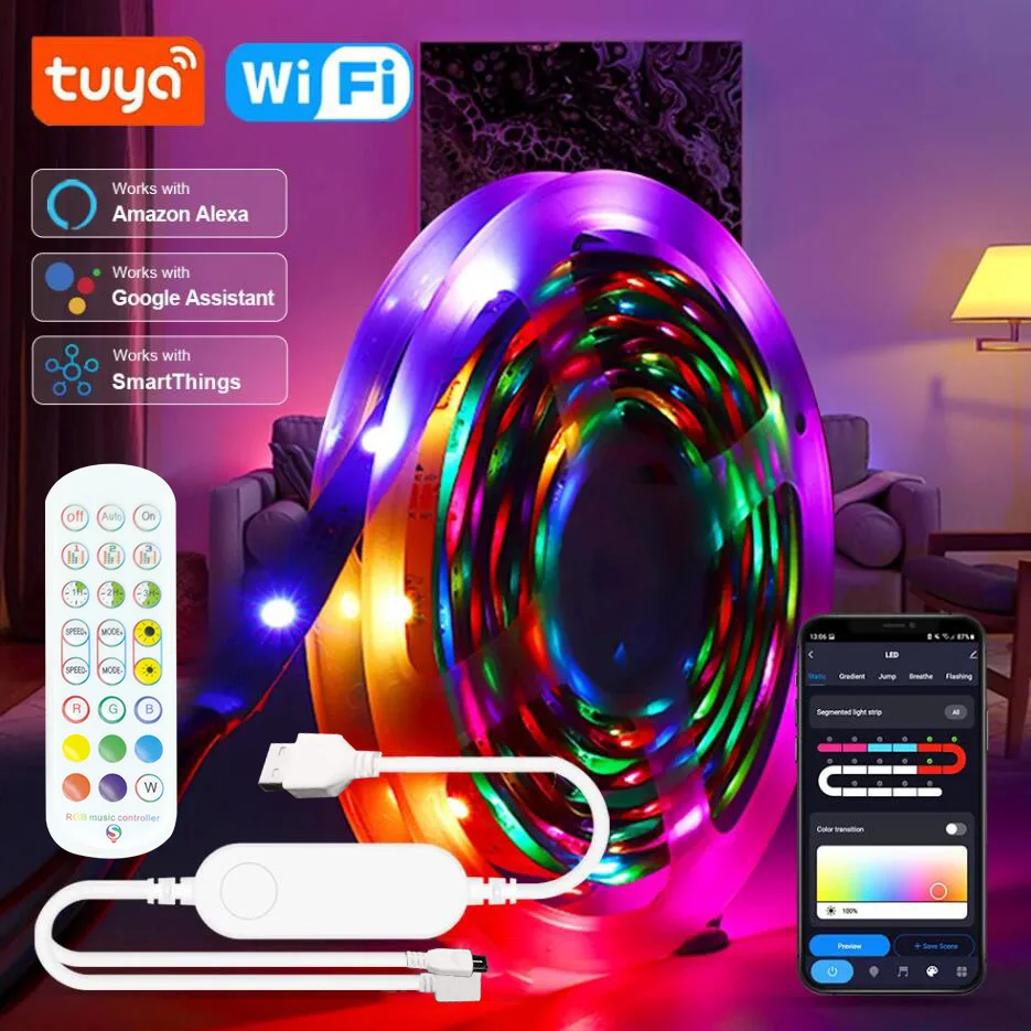 1-30M-100FT-USB-LED-Strip-Lights-Tuya-APP-Control-Color-Changing-5050 ...