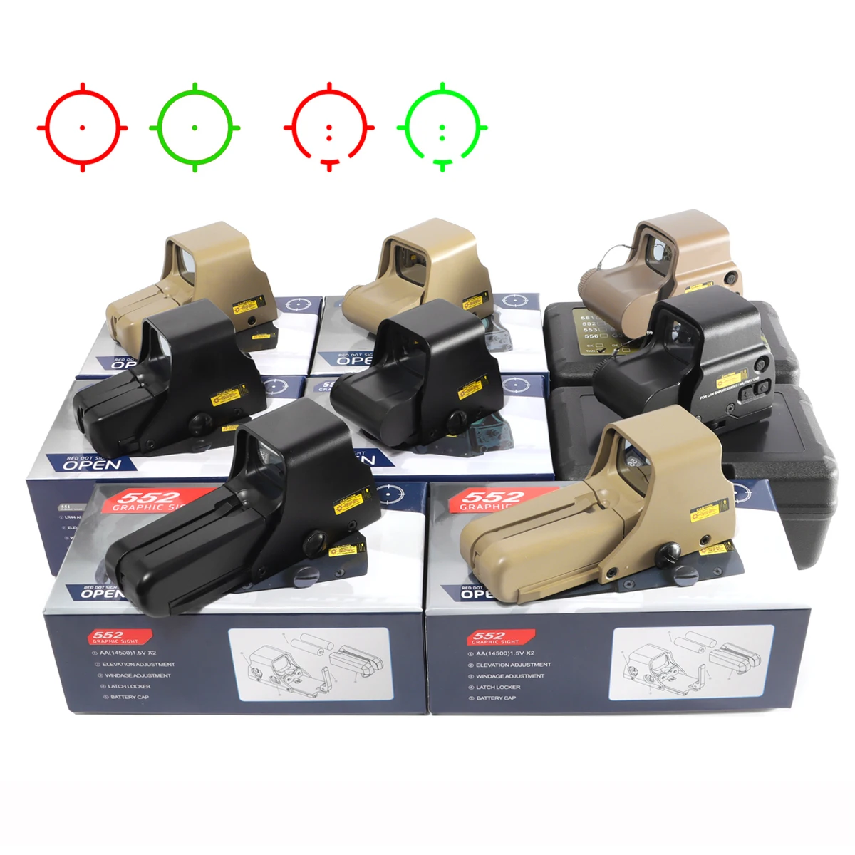 551-holo-graphisches-Zielfernrohr-mit-rotem-gr-nem-Punkt-Jagd-reflex ...