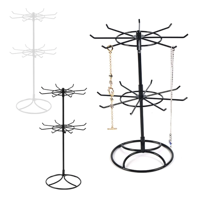 Rotating-Iron-2-Tier-Revolving-Stand-Rack-Jewelry-Display-Hanger ...