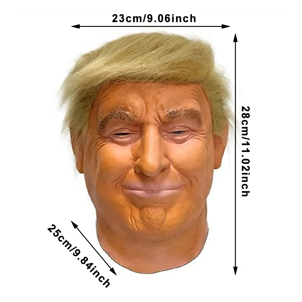 Trump Latex Mask Realistic Human Head Cover With Wig Halloween Carnival Party Costume Props Donald Trump Fan Cosplay Dress Up AliExpress 200000532