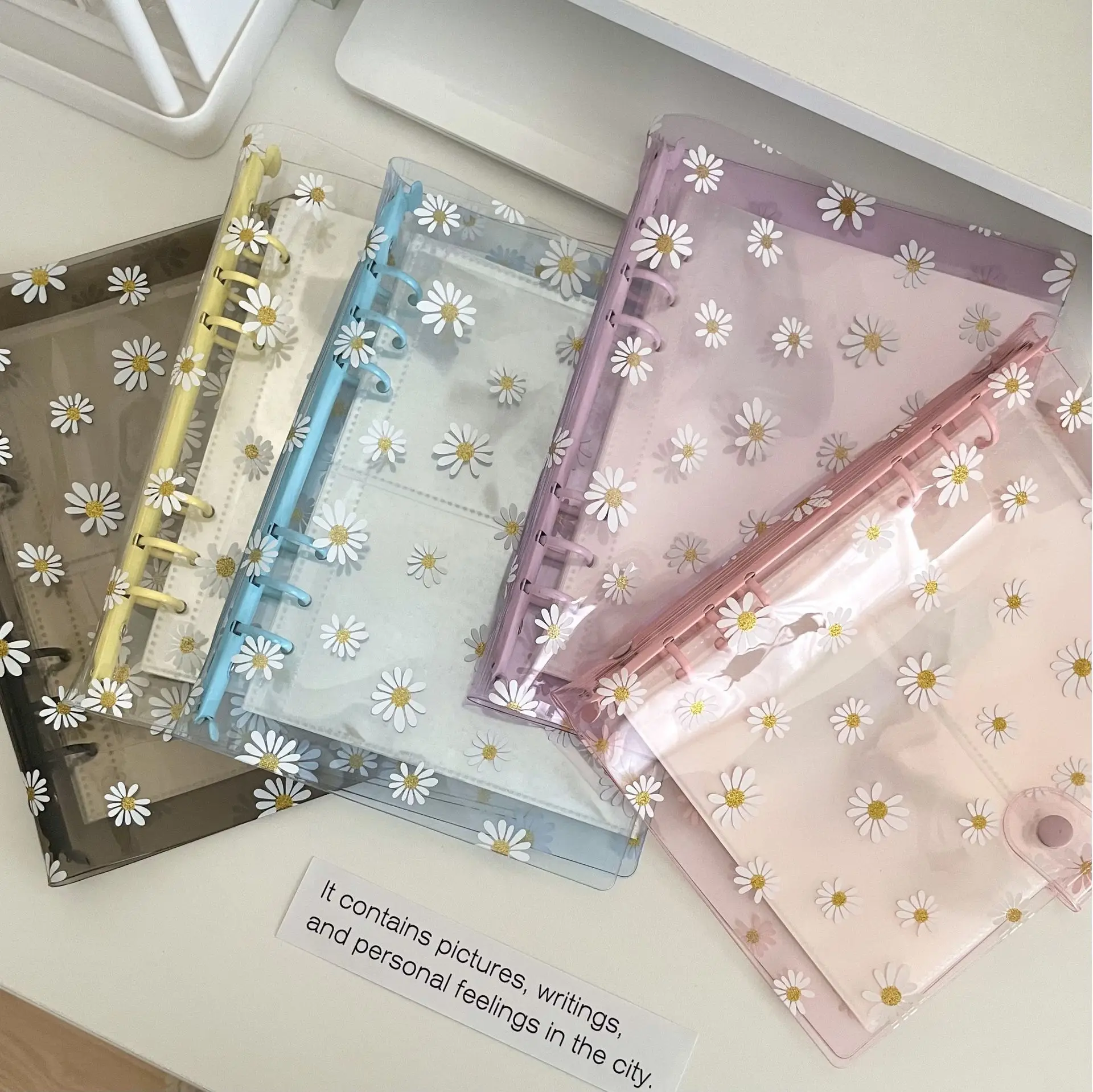 A5-A6-Colorful-Clip-Daisy-Glittery-Bling-Loose-Leaf-Binder-Notebook ...