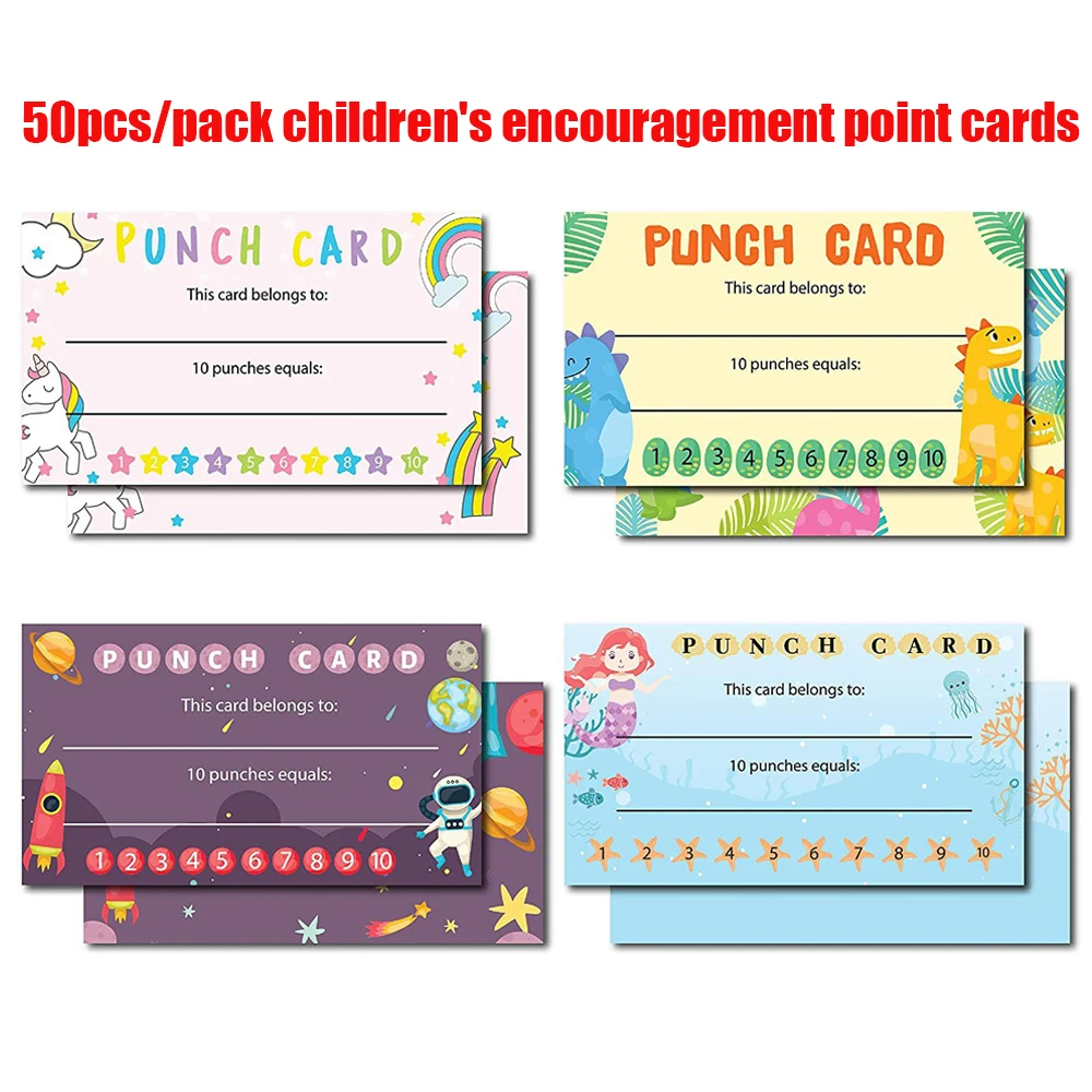10-50pcs-Cartoon-Reward-Incentive-Punch-Cards-for-Kids-Classroom ...
