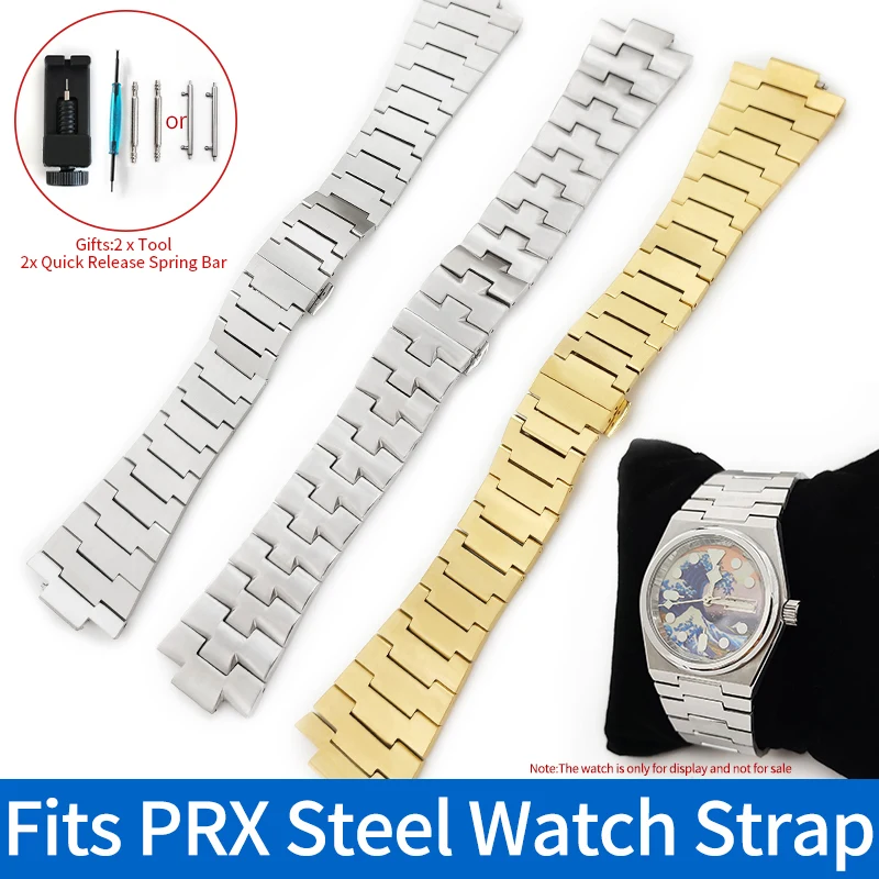 Stainelss-Steel-Strap-MOD-Fits-PRX-Watch-Case-Brushed-Bracelet-Convex ...
