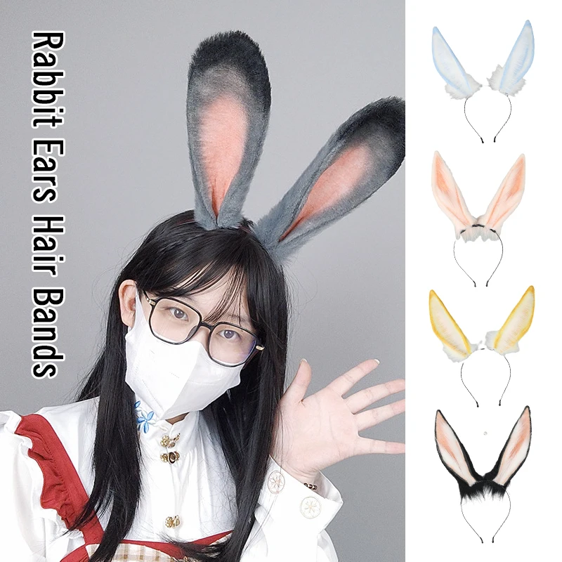 Cute-Rabbit-Tail-Bunny-Plush-Lop-Ears-Headband-Women-Cosplay-Hair-Hoop ...