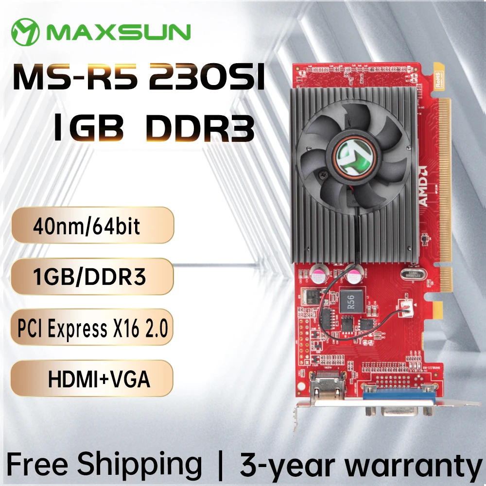 MAXSUN-tarjetas-gr-ficas-AMD-R5-230-SI-1GB-GDDR3-64-bits-PCI-Express ...