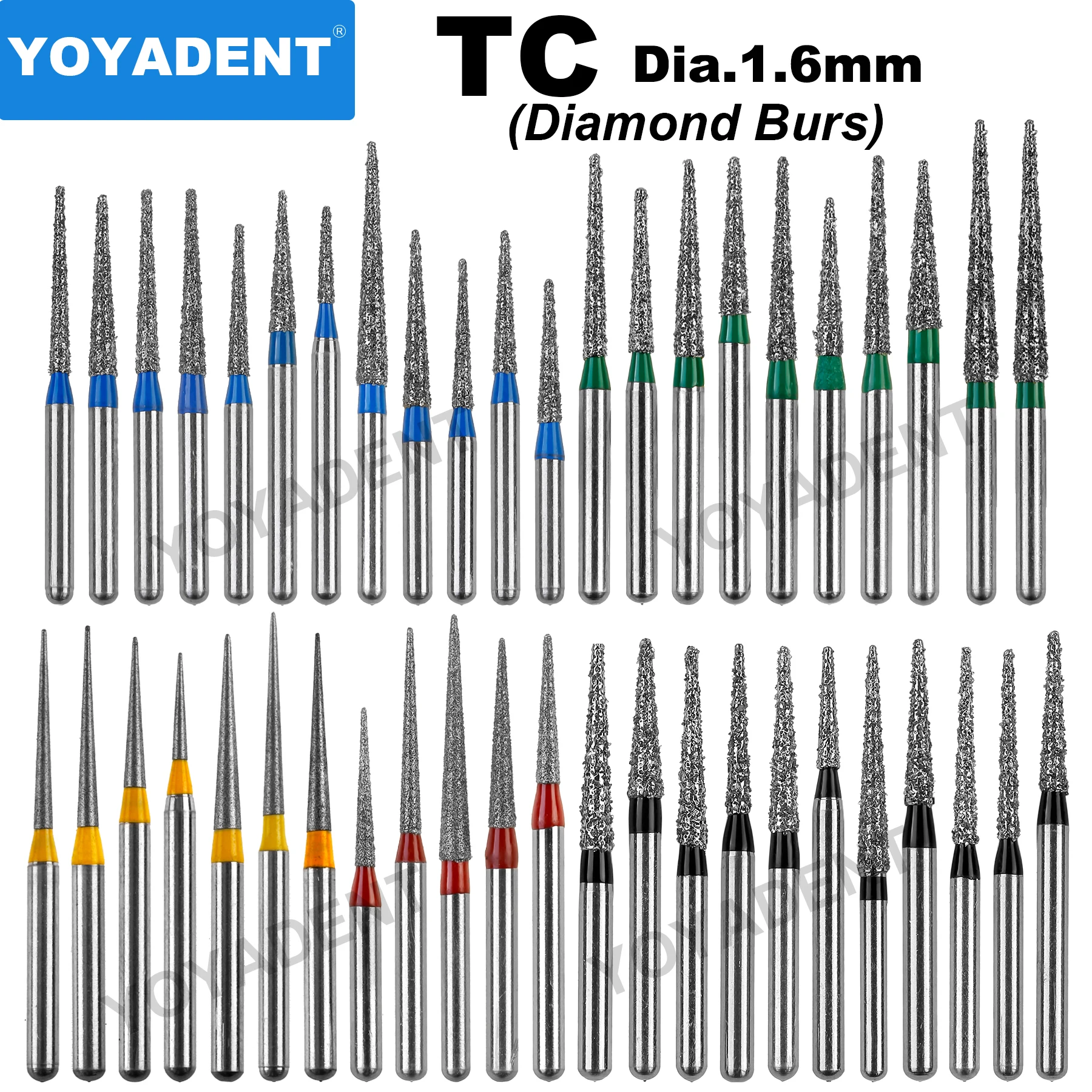 TC Type Dental Diamond Burs Dentistry Drills Dental Bur for High Speed ...