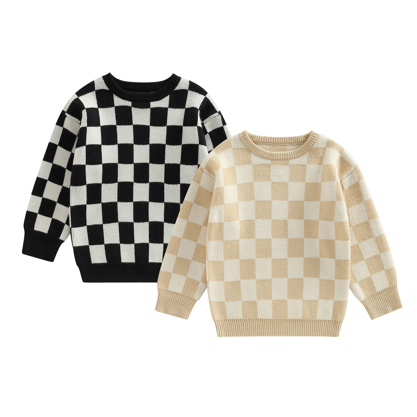 Girls Boys Knit Sweater | Fall Knit Sweater Kids | Check Sweater Girls ...