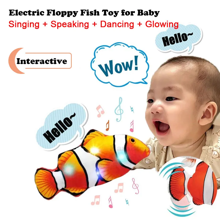 Electric-Floppy-Talking-Fish-for-Baby-Play-Rechargeable-Mimicking-Toy ...