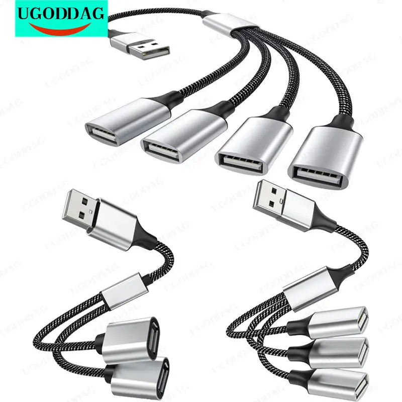 1 Male Plug To 2 Female Socket Usb 2.0 Otg Extension Line Hub Y Data ...