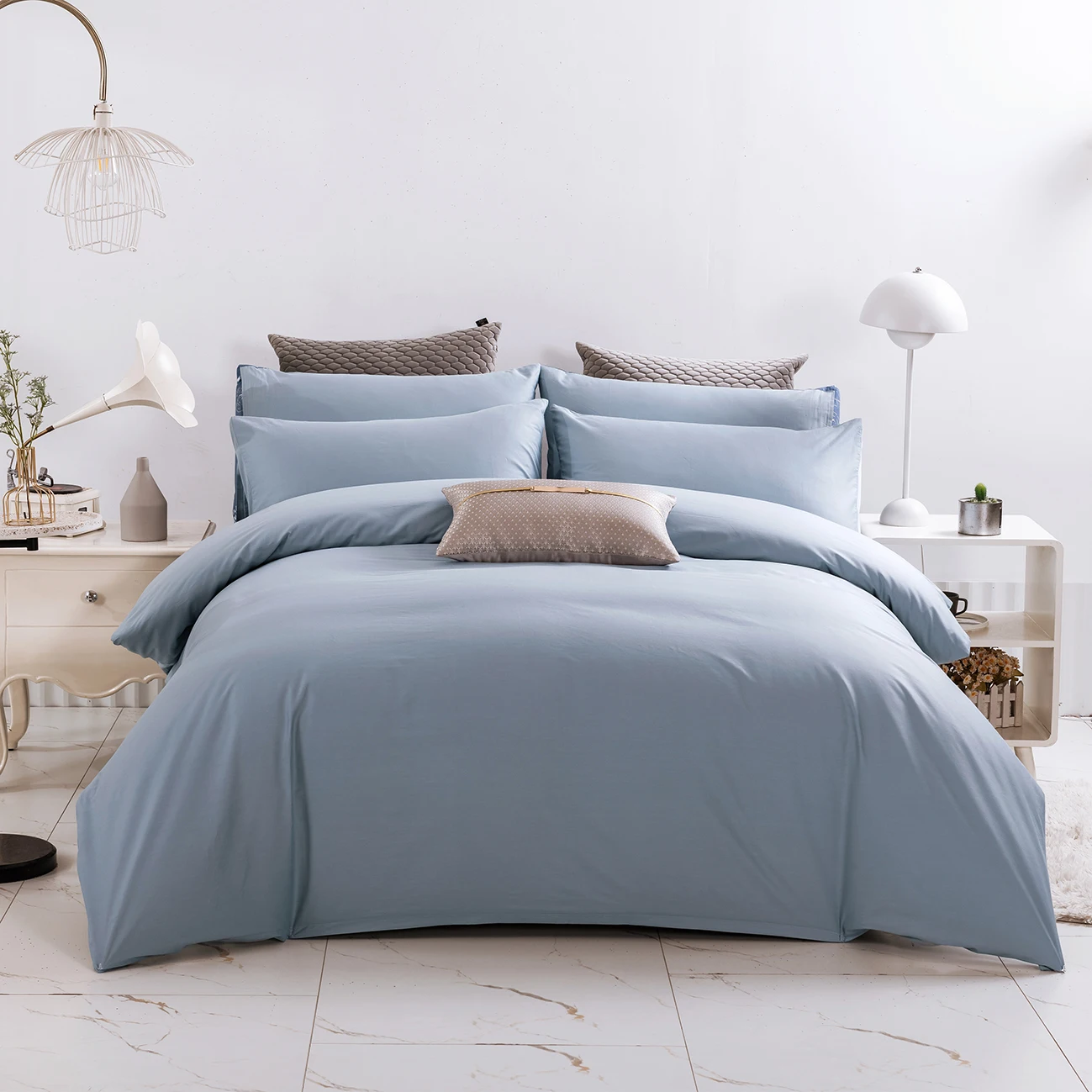 3-pieces-205TC-cotton-light-blue-duvet-cover-with-pillowcase-soft-and ...