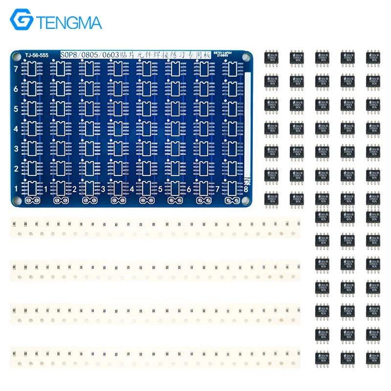 SMD-Component-Welding-Exercise-Board-STM-Training-Kit-SOP8-Chip-0805 ...