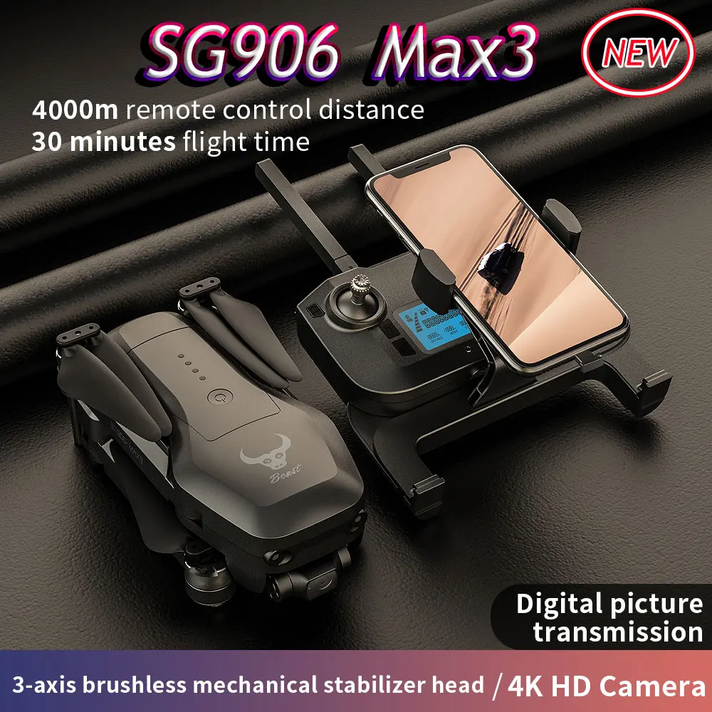 SG906 MAX 2 / 3 Professional 4K Camera Drone with 3-Axis Gimbal 4 KM ...