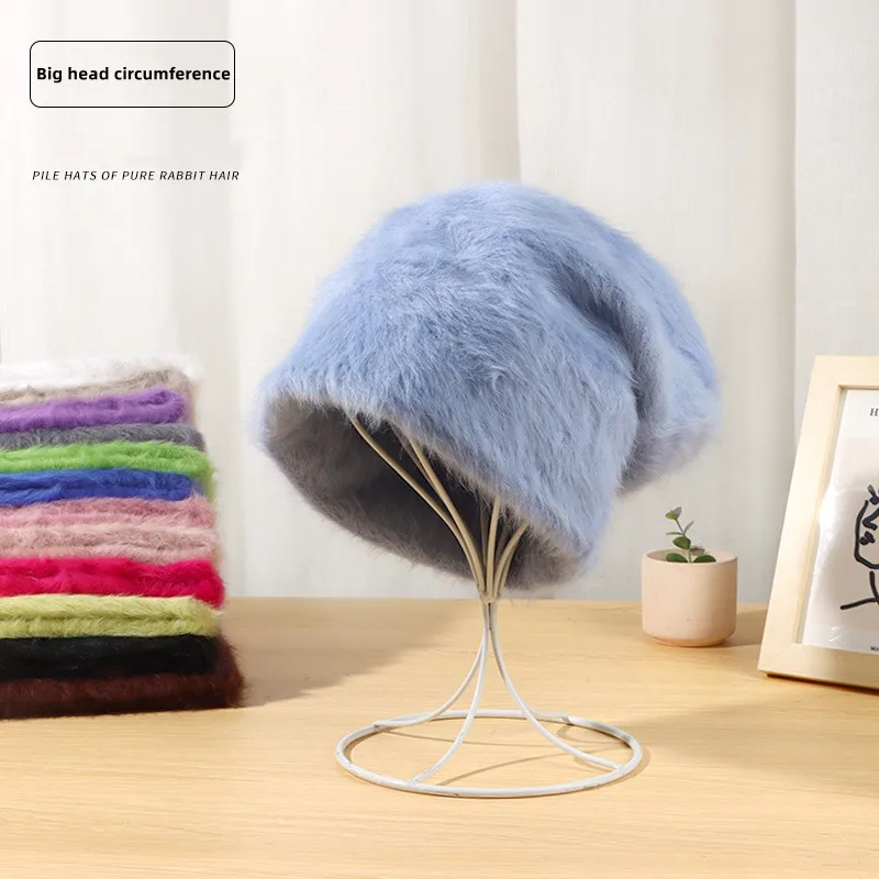 Women-s-Angora-Rabbit-Hair-Pile-Cap-Winter-Warm-Cute-Fluffy-Plush-Hand ...