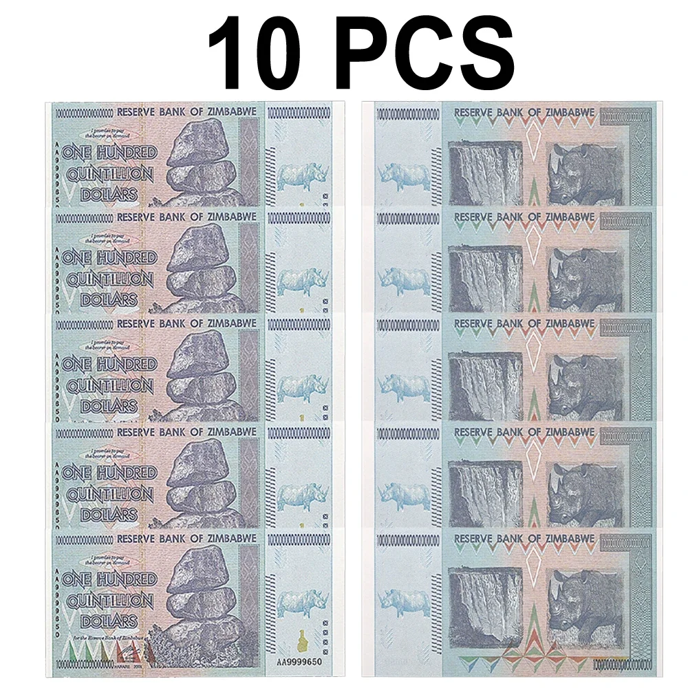 10pcs-Zimbabwe-One-Hundred-Quintillion-Paper-banknote-New-rhinoceros ...