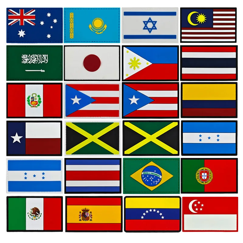 3D-PVC-Rubber-Israel-Flag-Patches-Spain-Brazil-Badges-Silicone ...