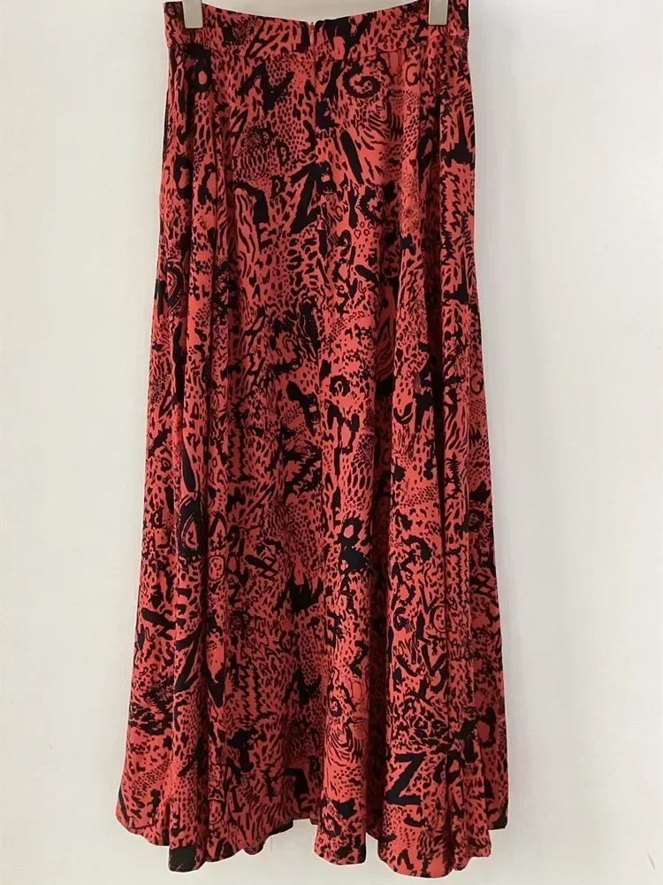 Fashion Women Mid-Calf Skirt 100% Viscose High Waist 2024 Early Autumn ...