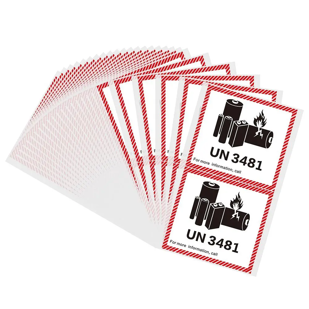 100Pcs Battery Fire Labels UN3481 Transport Lithium Battery Label with ...