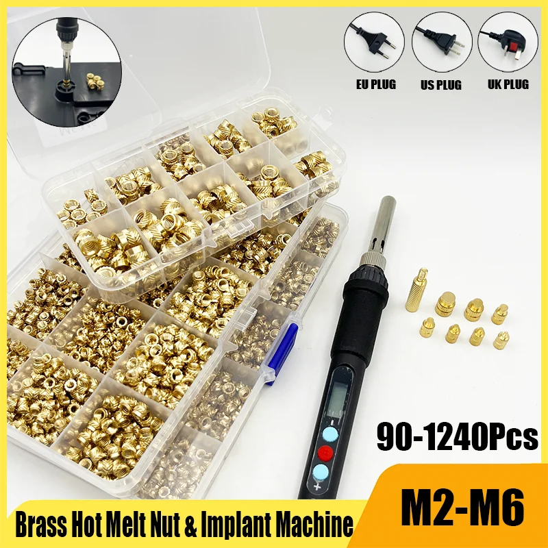 Brass-Hot-Melt-Insert-Knurled-Nut-Implant-Machine-Copper-Nut-Thermal ...