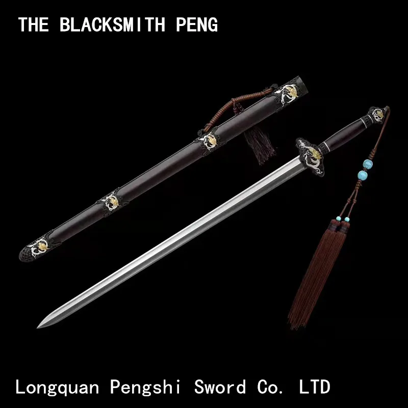 Qingfeng-Sword-Hand-forged-patterned-steel-ebony-gilded-gold-and-silver ...