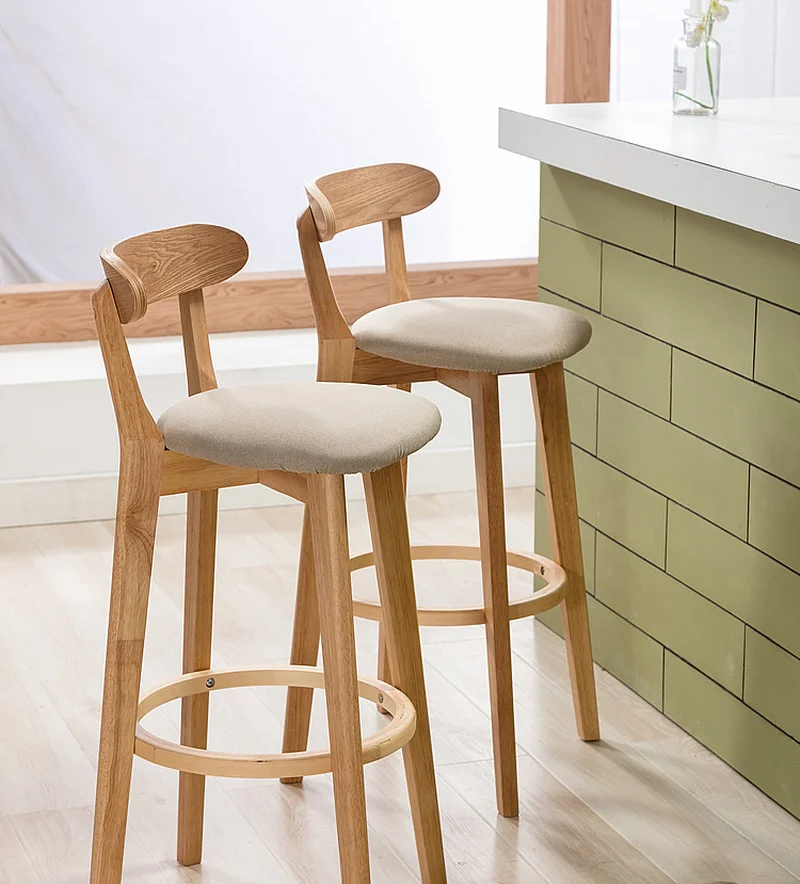 Solid Wood Bar Stools for Kitchen and High Table Modern Minimalist ...