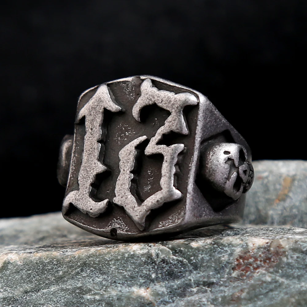 Gothic Fashion Lucky Number Black 13 Skull Ring For Men Punk Hip Hop ...