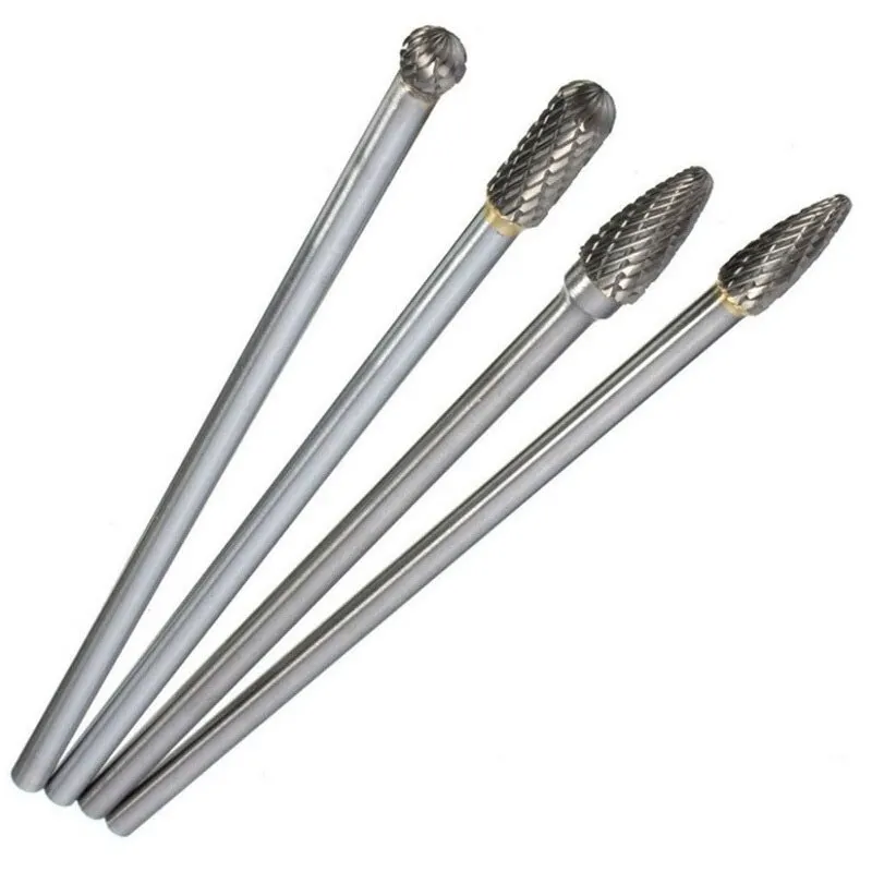 4PCS Hard Alloy Rotary File Extended Handle Tungsten Steel Grinding ...