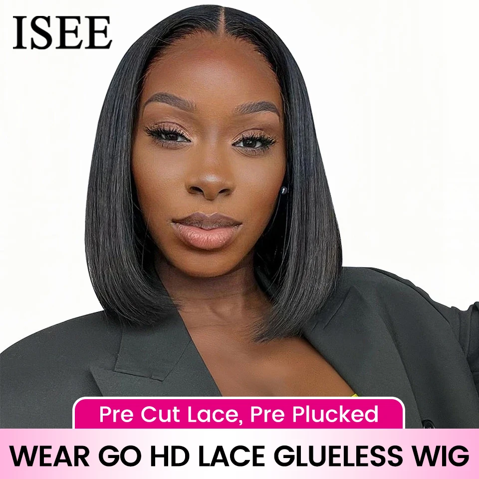Perruque Bob Lace Front Wig sans colle malaisienne ISEE HAIR, perruque ...