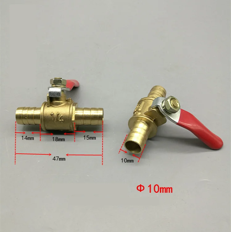 Red Handle Valve 6mm 8mm 10mm 12mm Hose Barb Inline Brass Water Oil Air ...