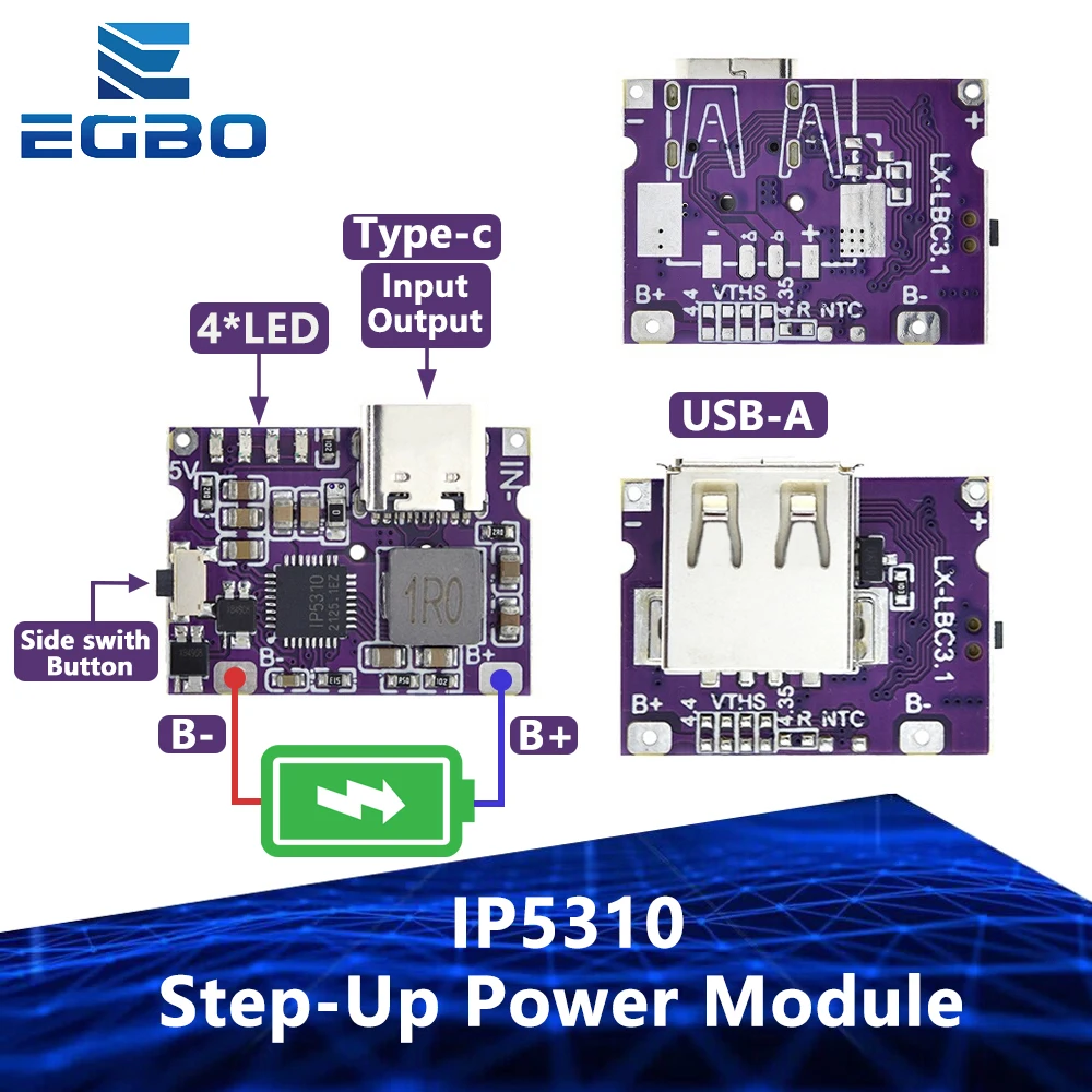 Type-c Usb 5v 3.1a Boost Converter Step-up Power Module Ip5310 Mobile Power Bank Accessories ...