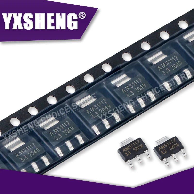 50Piece-AMS1117-SOT223-Voltage-Rugulator-3V3-AMS1117-1-2-AMS1117-1-5 ...