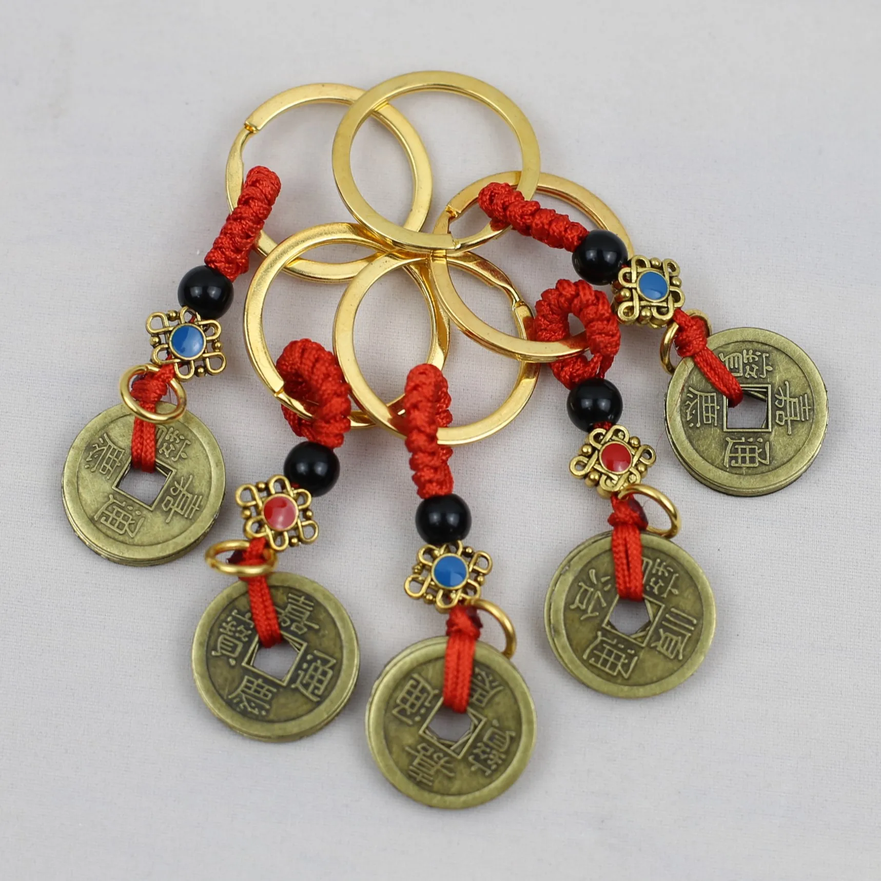 5PCS-Vintage-Copper-Keychains-Chinese-Feng-Shui-Ornaments-Antique-Coins ...