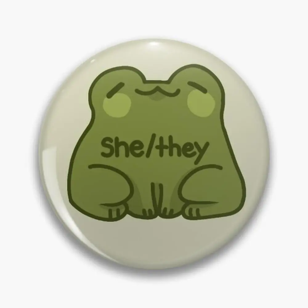 She-They-Frog-Pronouns-Pin-Buttons-Brooches-Jewelry-Accessory-Customize ...