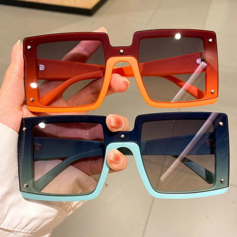 KAMMPT Oversize Square Men Women Sunglasses Fashion Vintage Mirror ...